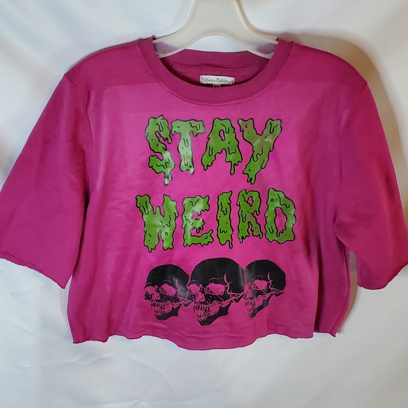 Tops | Stay Weird Pink Crop Top | Poshmark